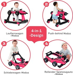 Costway 4 v 1 Dětské chodítko Skládací chodítko 73 × 64 × – růžový