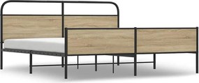 Kovový rám postele bez matrace kouřový dub 150 x 200 cm 3318678