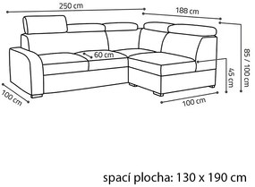 Sedací souprava OSLO III | 250x188 | rozkládací + úložný prostor | VÝBĚR TKANIN