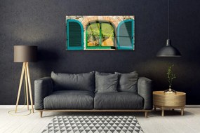 Obraz na skle Okno Pole Krajina 125x50 cm