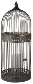 Kovová zdobená lucerna na svíčku ve tvaru klece - Ø 30*79 cm