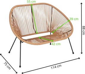 Ratanová zahradní pohovka SPRINGOS LOA GF0087 hnědá