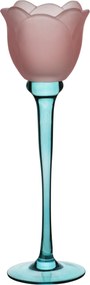 Svícen Julietta 27 cm modrý/růžový