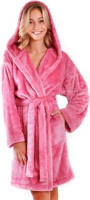 Krátký župan s kapucí Lilly extra one size světle růžový 33 20 3352 - S/M