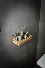 Bambusová polička na koupelnové doplňky na zeď Compactor Bestlock SPA Bamboo s přísavkou