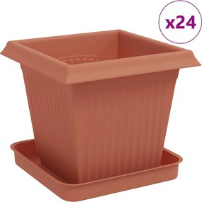 Květináče 24 ks Cihlově červená Plast 3403304