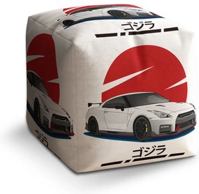 Sablio Taburet Cube Nissan GTR 35 Japonské slunce: 40x40x40 cm
