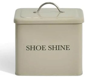 Garden Trading Plechová dóza s víkem Shoes Shine Box Clay, béžová barva, kov