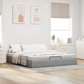 Osmanský rám postele bez matrací světle šedá 160x200 cm textil 3310889