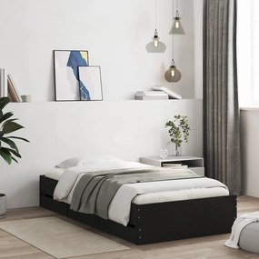 Rám postele se zásuvkami černý 90 x 200 cm kompozitní dřevo 3207295
