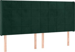 Box spring postel s matrací a LED tmavě zelená 180x200 cm samet 3139580