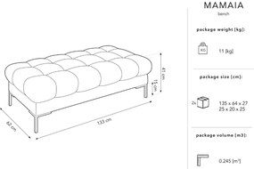 Béžová látková lavice MICADONI Mamaia 133 cm s černou podnoží