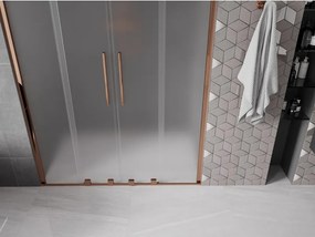 Mexen Velar Duo, posuvné sprchové dveře do otvoru 160 cm, 8mm sklo námraza, růžové zlato, 871-160-000-32-60