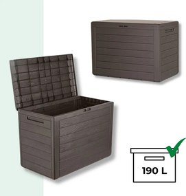Úložný box WOODEBOX, 190L, 78x44x55cm, tmavě hnědá Prosperplast