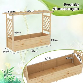 Costway Vyvýšený záhon s mříží a závěsnou střechou Truhlík na rostliny s mříží