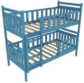 Vomaks Patrová postel PP 009 se zábranou Rozměr: 90 x 180 cm, Barva: barva modrá, Prostor mezi lůžky: 80 cm