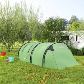 Outsunny rodinný stan pro 3–4 osoby, voděodolný s oddělenou ložnicí a obývacím prostorem, 3000 mm vodní sloupec, tmavě zelený