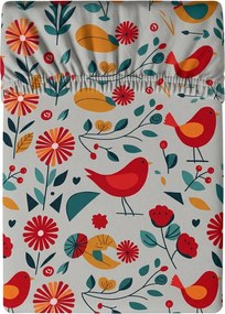 Prostěradlo z mikrovlákna RETRO PTÁČEK barevné 90x200 cm