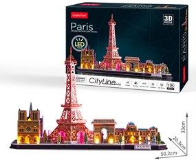 CubicFun - Puzzle 3D Pařížs s LED světlem - 115 dílků
