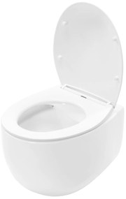 Rea Lars, závěsná WC mísa Rimless 50x37x29 cm včetně sedáku s pomalým zavíráním, bílá, REA-C9500