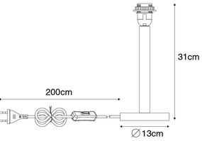 Rustikální stolní lampa dřevěná bez stínidla - Mels