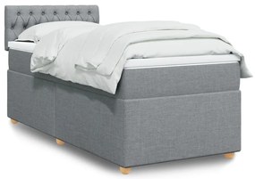 Box spring postel s matrací světle šedý 100 x 200 cm textil