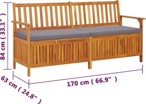 vidaXL Úložná lavice 170 cm masivní akáciové dřevo [316741] Barva: Hnědá