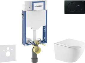 Geberit Kombifix - Set předstěnové instalace, klozetu Oudee a sedátka softclose, tlačítko Sigma01, černá SANI15CA5160