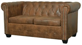 vidaXL Chesterfield sedačka 2místná umělá kůže hnědá