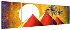 Obraz malovaných egyptských pyramid (170x50 cm)