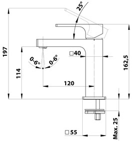 Sapho Sapho, FORATA stojánková umyvadlová baterie bez výpusti, černá mat