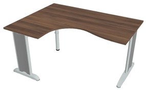 Stůl ergo oblouk pravý 160×120/80 cm - Hobis Flex FE 2005 P Dekor stolové desky: ořech, Barva nohou: Stříbrná