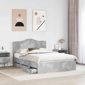 Rám postele s čelo Betonově Šedá 140 x 200 cm Inženýrské dřevo 3413411