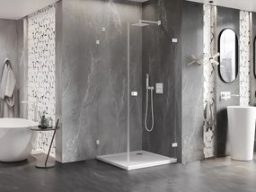 Mexen Lunar-B, pravostranný výklopný sprchový kout 70 x 70 cm, 8mm čiré sklo, bílý profil, 832-070-070-20-00-P
