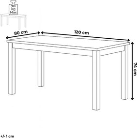 Jídelní stůl 120x80cm, mdf DT-313 WT