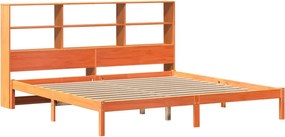 Postel s knihovnou bez matrace 200 x 200 cm masivní borovice 3321609