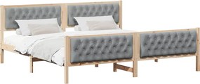 Rám postele Světle šedá 200 x 200 cm Masivní borové dřevo 3394268