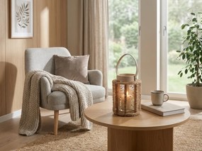 Lucerna s flitry NATUR GLAM 26 cm, přírodní