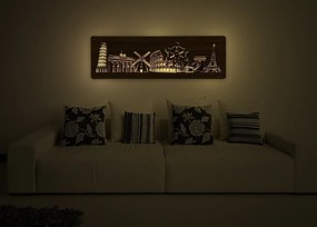 Li-Go "Evropské památky" světelný obraz 230V 130x40 cm provedení povrchu: dub světlý