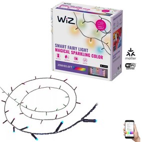 WiZ - LED RGBW Stmívatelný venkovní řetěz 160xLED 20m IP44 2700-5000K Wi-Fi 8720169076969