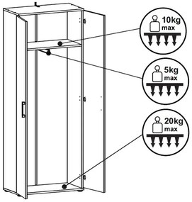 Šatní skříň s výsuvnou tyčí Nitro, bílá