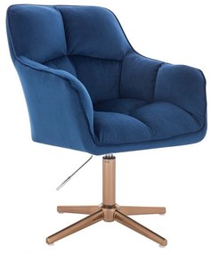 LuxuryForm DESIGN Otočné křeslo AMALFI VELUR na zlatém kříži - modré