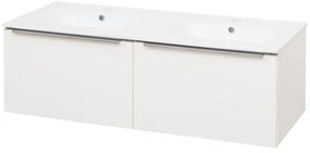 Mereo Mereo, Mailo, koupelnová skříňka s keramickým umyvadlem 121 cm, bílá, dub, antracit, CN518