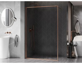 Mexen, Mexen Kioto-XF sprchová stěna s rámem 130 x 202 cm, průhledná 10 mm, broušená měď - 800-130-104-65-00-X