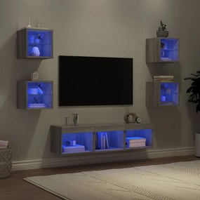 7dílná obývací stěna s LED šedá sonoma kompozitní dřevo 3216588