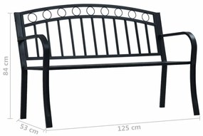 Ocelová zahradní lavička černá