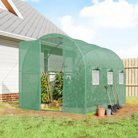 Skleník 3 x 2 x 2 m fóliový skleník s uzamykatelnými dvířky 6 rolovacích oken ze síťoviny Podpěrné tyče