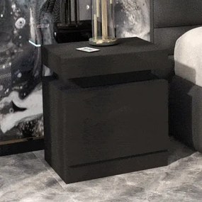 HOMCOM noční stolek s RGB LED světlem, vysokolesklá čelní deska se 2 šuplíky pro obývací pokoj nebo ložnici, černá