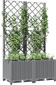 Zahradní truhlík s treláží světle šedý 80 x 40 x 136 cm PP 153272