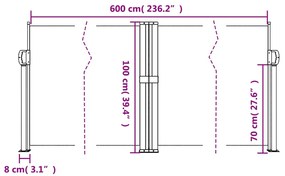 Zatahovací boční markýza antracitová 100 x 600 cm,  4004583